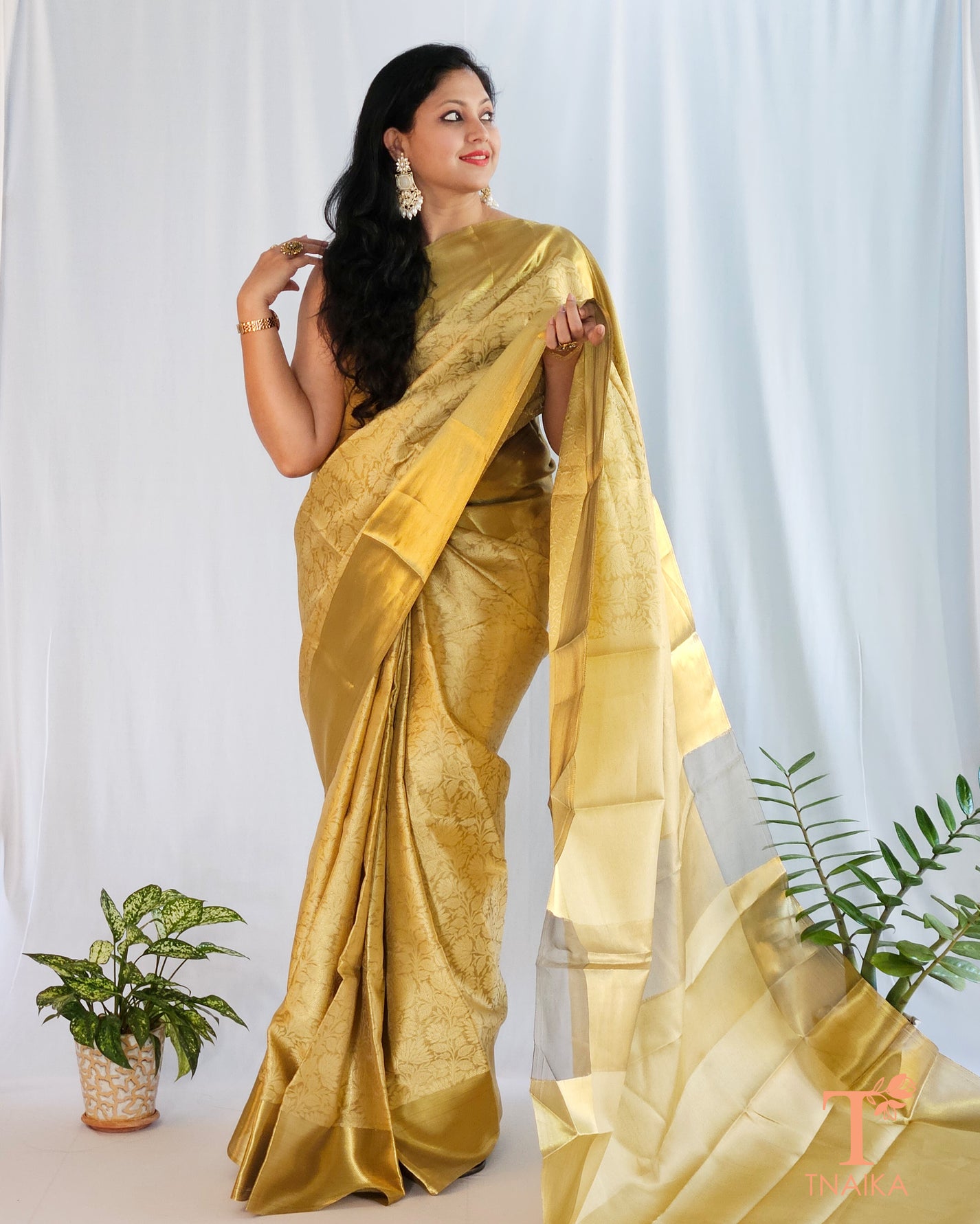Golden Tissue Silk Saree | Perfect for Weddings & Festive Occasions ...