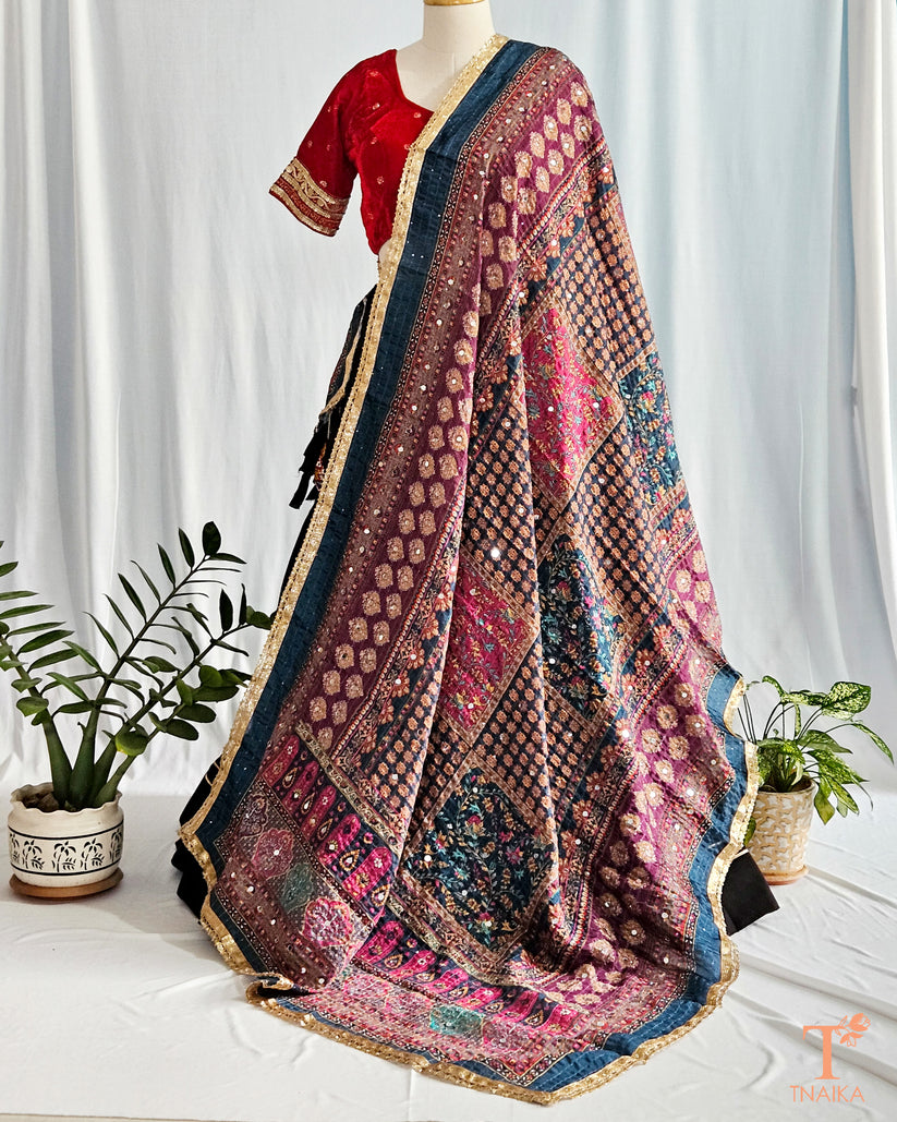 Stunning Pakistani Mirror Work Dupatta - Chinon Silk Fabric | Shop now ...